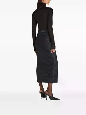 VIOLANTE NESSI Belted Silk-tweed Midi Skirt