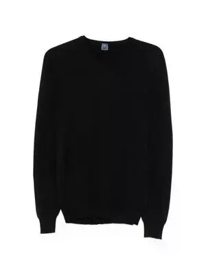 Fedeli Crew-neck Long-sleeve Fine Knit Sweater - Black