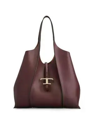 TOD'S T Timeless Shopping Bag In Leather Medium - Red