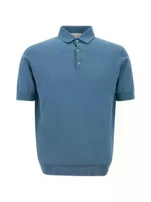 FILIPPO DE LAURENTIIS Cotton Crepe Polo Shirt - Blue