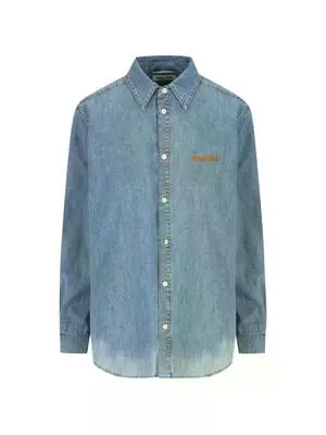 Miu Miu Chambray Logo-embroidered Denim Shirt - Blue