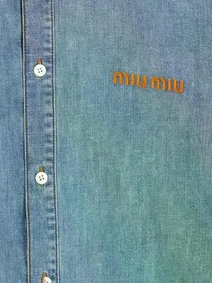 Miu Miu Chambray Logo-embroidered Denim Shirt
