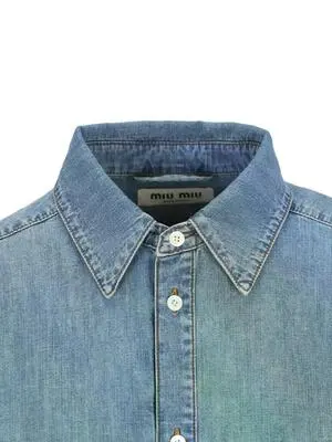 Miu Miu Chambray Logo-embroidered Denim Shirt