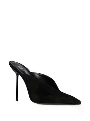 Paris Texas Pointed Toe Suede Mules - Black