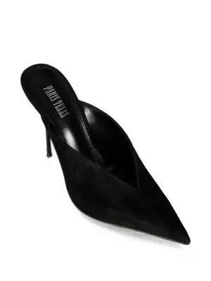 Paris Texas Pointed Toe Suede Mules - Black