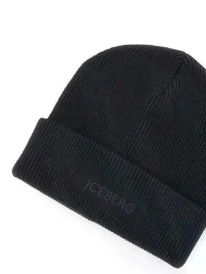 Iceberg Logo-embroidered Ribbed-knit Beanie Hat