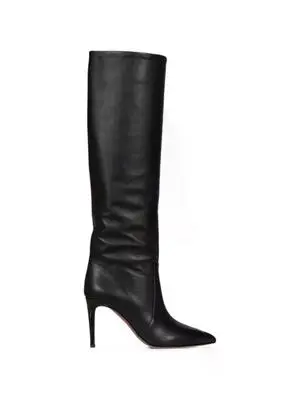 Paris Texas Pointed-toe Leather Knee-high Boots - Black