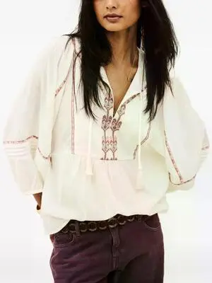 Ba&sh Poeme Embroidered Tassel-detail Blouse