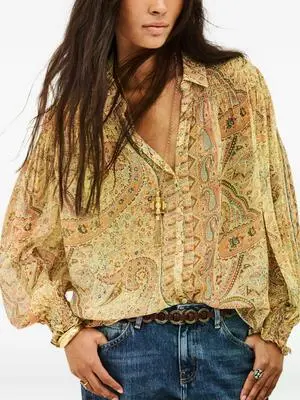 Ba&sh Cleo Paisley-print Smocked Blouse