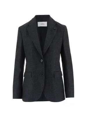 LARDINI Houndstooth-pattern Single-breasted Blazer - Black