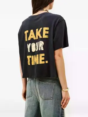 Ba&sh Slogan-print Cropped T-shirt