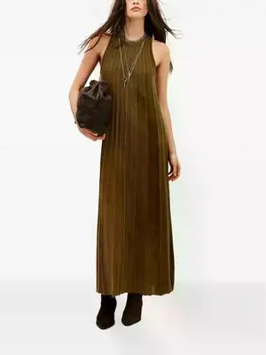 Ba&sh Sinte Ribbed-knit Pointelle-trim Flared Maxi Dress