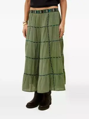 Ba&sh Paloma Tiered Embroidered-waistband Maxi Skirt