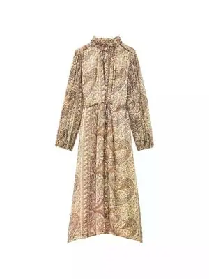 Ba&sh Ciahara Paisley-print Ruffled Midi Shirt Dress - Neutrals