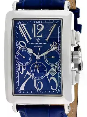 CHRISTIAN VAN SANT Prodigy 52mm Automatic Watch With Day, Month, And Moon Phase Complications - Blue