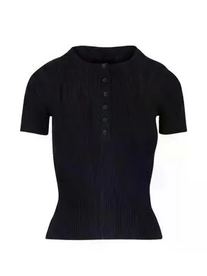 NILI LOTAN Ribbed Knit Henley Sweater