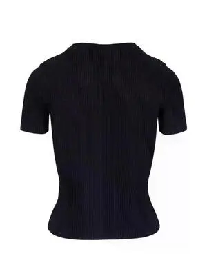 NILI LOTAN Ribbed Knit Henley Sweater