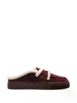 Inuikii Shearling-trim Suede Mules - Red