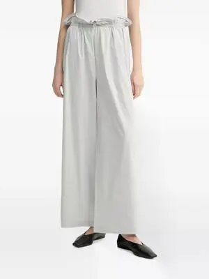 ISABELLE BLANCHE Drawstring Ruffled-waist Trousers - Grey