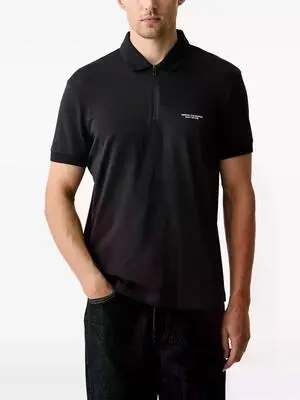 Armani Exchange Logo-print Zip-neck Polo Shirt