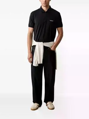 Armani Exchange Logo-print Zip-neck Polo Shirt