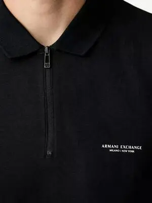 Armani Exchange Logo-print Zip-neck Polo Shirt