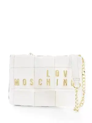 Moschino Quilted Logo-plaque Shoulder Bag - White