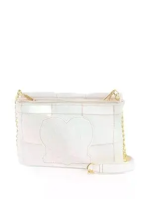 Moschino Quilted Logo-plaque Shoulder Bag - White