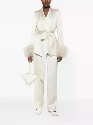 THE ARCHIVIA Feather-trim Belted Suit