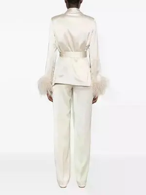 THE ARCHIVIA Feather-trim Belted Suit