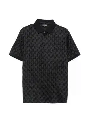 Emporio Armani Logo-monogram Short-sleeve Polo Shirt - Black