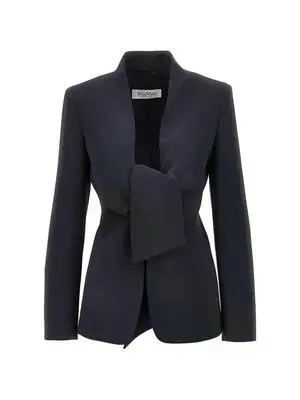 Max Mara Cady Jacket With Sash Detail Midnightblue - Blue