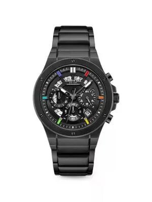 KENNETH COLE Chronograph Skeleton 44mm Watch - Black