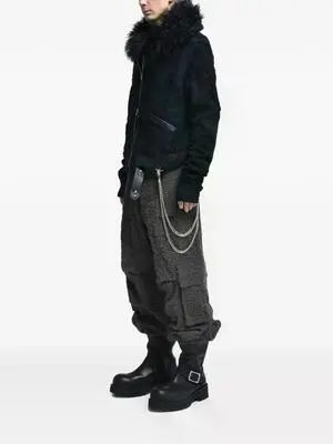 FILTH Distressed Faux-fur Jacket - Black