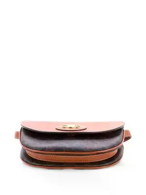 Celine Besace Leather And Triomphe Coated Canvas Small Shoulder Bag