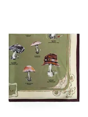 Moschino Mushroom-print Silk Scarf - Green