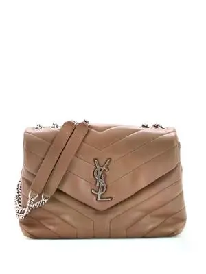 Saint Laurent Loulou Matelasse Chevron Leather Small Shoulder Bag - Neutrals