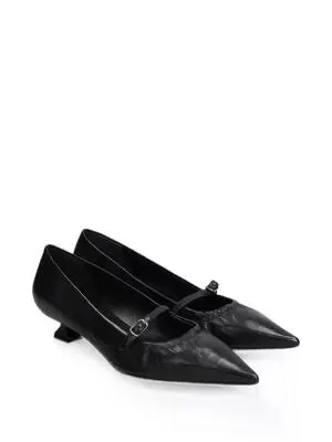 THE SELLER Buckle-strap Pointed-toe Leather Pumps - Black