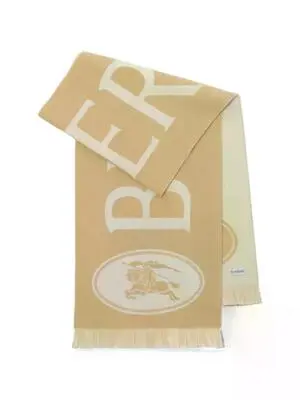 Burberry Logo Wool Scarf - Neutrals