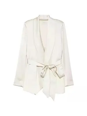 THE ARCHIVIA Satin-finish Belted Dress - Neutrals