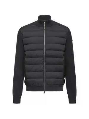 Moncler Wool & Cashmere Blend Padded Zip-up Cardigan - Black
