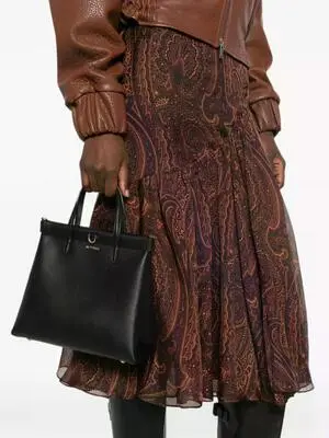 Etro Logo-detail Leather Tote Bag - Black