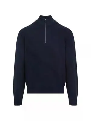 Ralph Lauren Purple Label Half-zip Waffle-knit Sweater - Blue