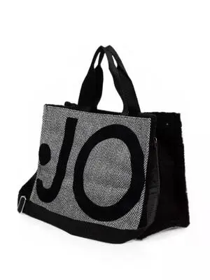 Liu Jo Large Check-pattern Logo-patch Tote Bag - Black