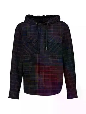 Off-White Check Hooded Shirt - Blue