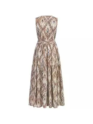 MY REAL IDENTITY Ikat-print Tiered Maxi Dress
