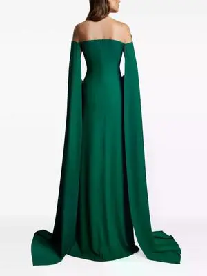 CRISTALLINI Bel Air Bead-embellished Cape-sleeve Maxi Dress