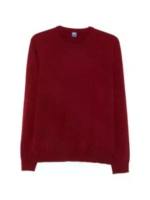 Fedeli Burgundy Knitted Crew Neck Sweater