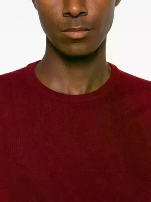 Fedeli Burgundy Knitted Crew Neck Sweater