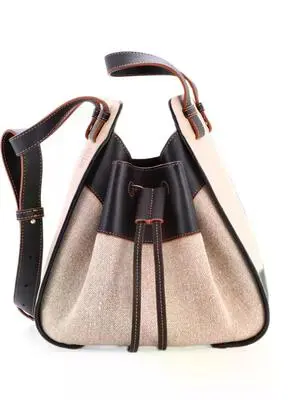 Loewe Hammock Bag Leather And Canvas Small Shoulder Bag - Neutrals